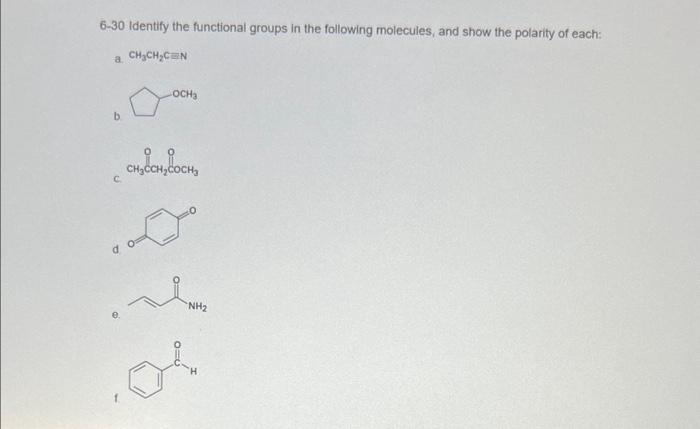 Solved 6-30 Identify the functional groups in the following | Chegg.com