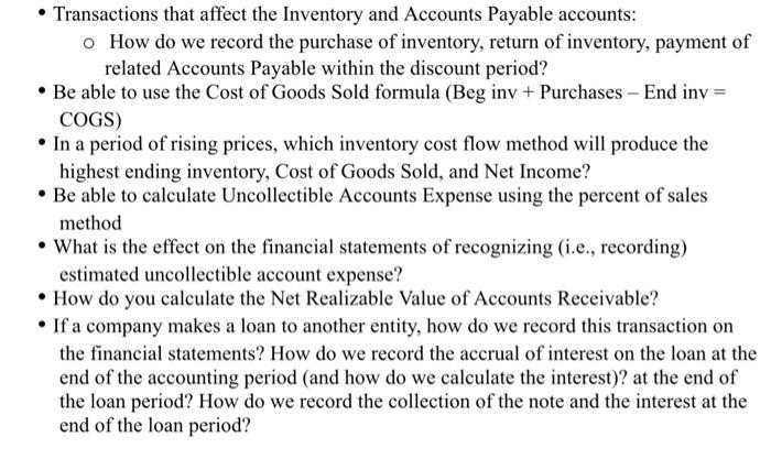 Solved - Transactions that affect the Inventory and Accounts | Chegg.com