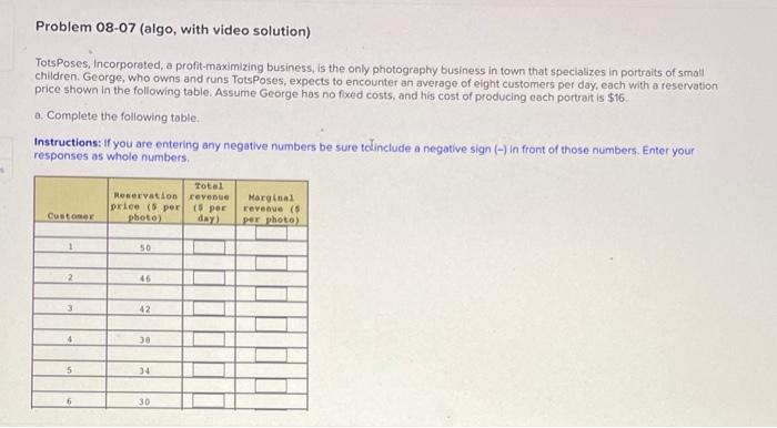 Solved Problem 08-07 (algo, with video solution) Tots Poses, | Chegg.com