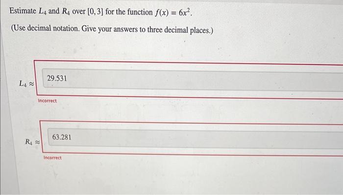 Solved Estimate L4 and R4 over [0,3] for the function | Chegg.com