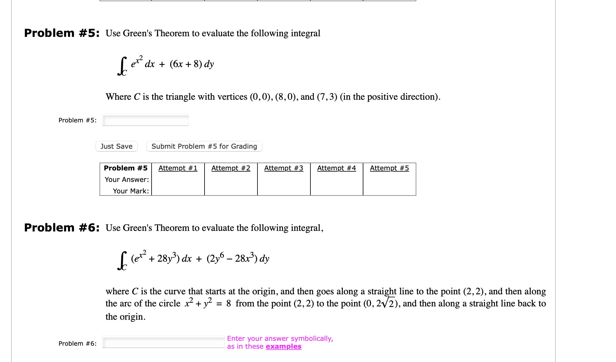 Solved Problem #5: Use Green's Theorem to evaluate the | Chegg.com