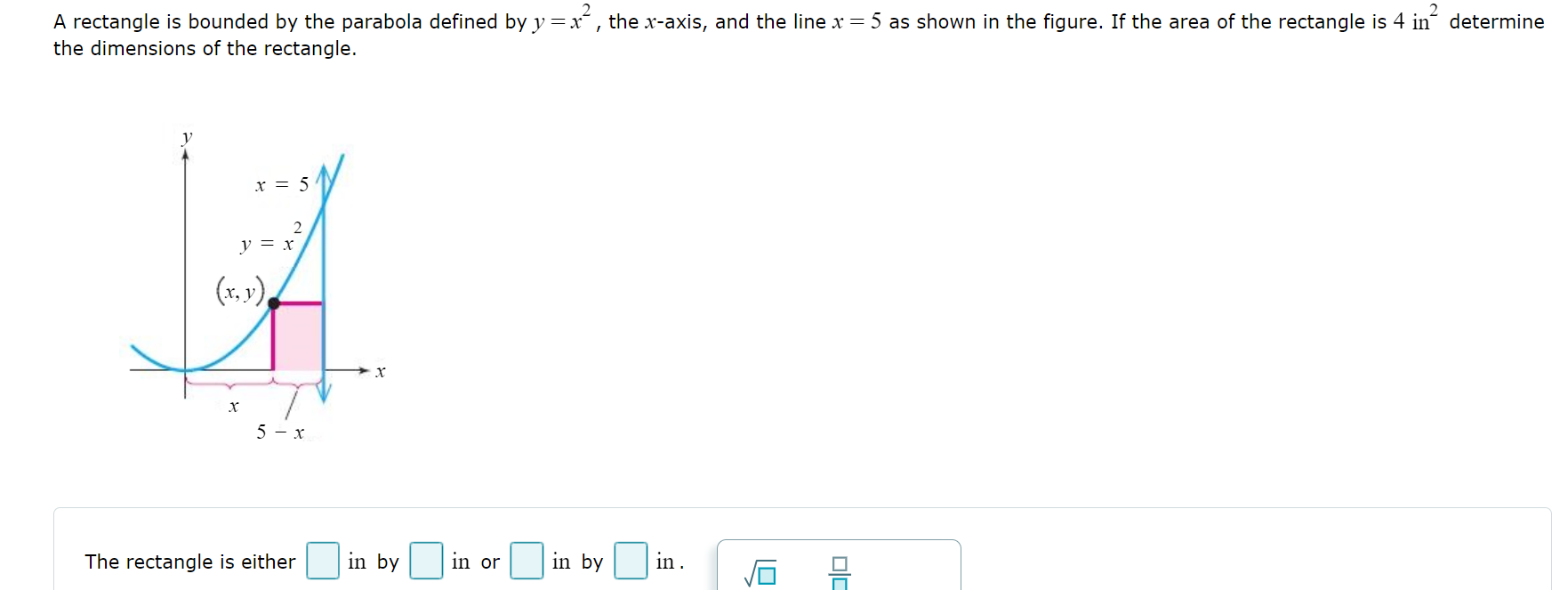 Solved A rectangle is bounded by the parabola defined by | Chegg.com