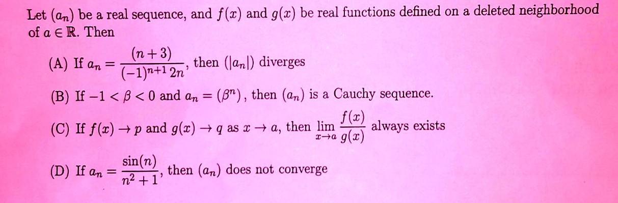 Solved 9 Let (an) be a real sequence, and f(x) and g(x) be | Chegg.com