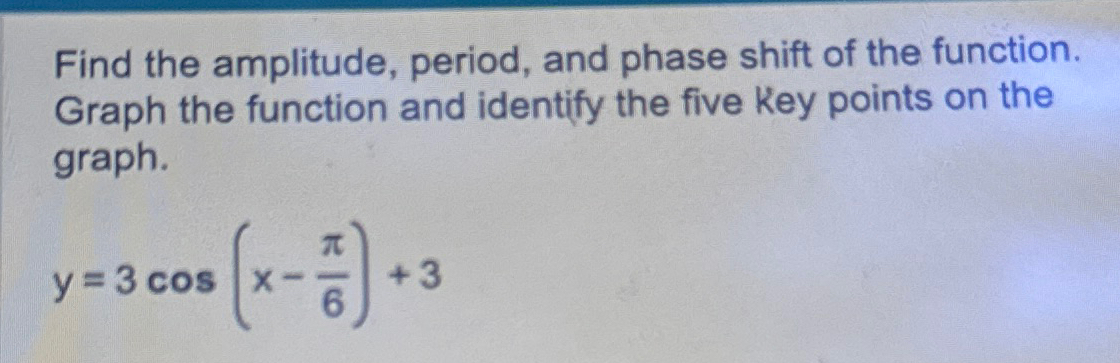 Solved Find the amplitude, period, and phase shift of the | Chegg.com