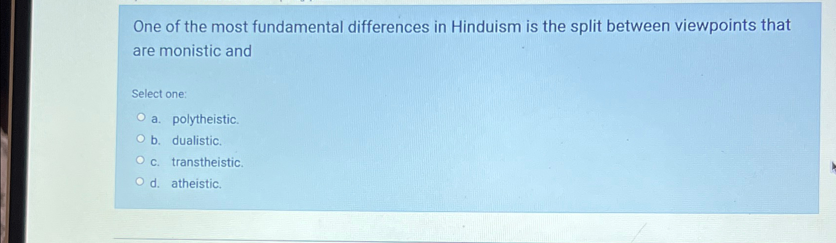 Solved One of the most fundamental differences in Hinduism | Chegg.com