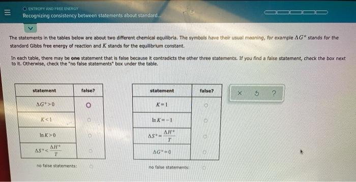 Solved = O ENTROPY AND FREE ENERGY Recognizing consistency | Chegg.com