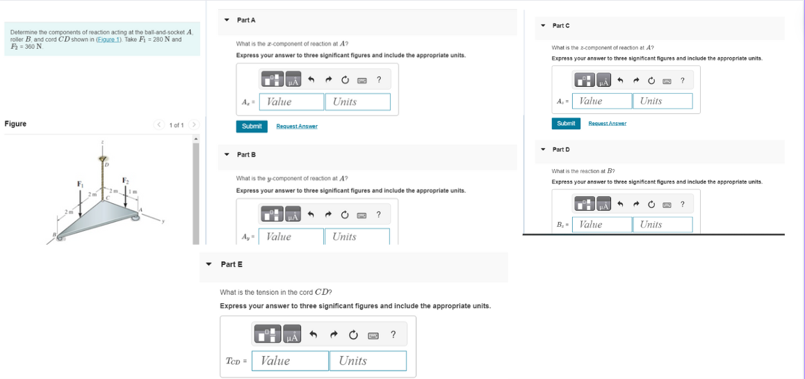 Solved Determine the components of reaction acting at the | Chegg.com