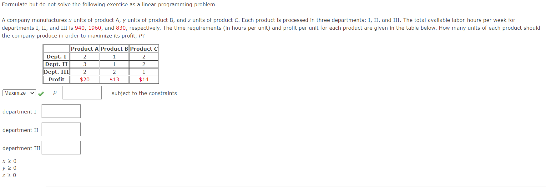 Solved Formulate But Do Not Solve The Following Exercise As