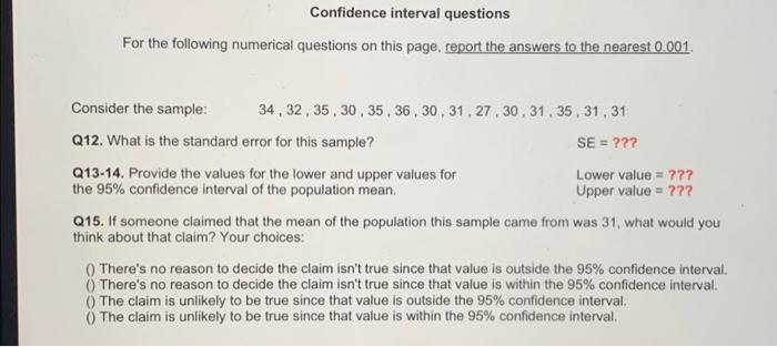 Confidence Interval Questions And Answers Solved Confidence