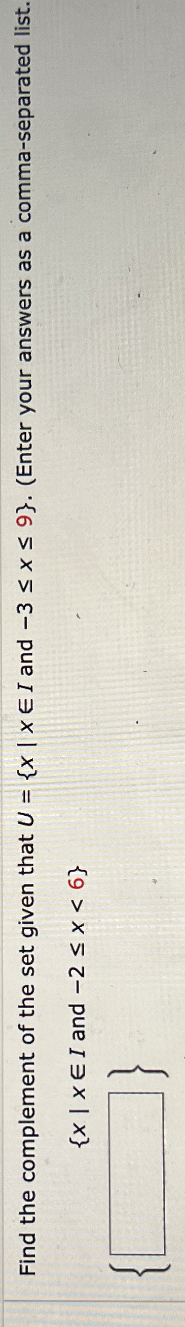 Solved Find the complement of the set given that and | Chegg.com
