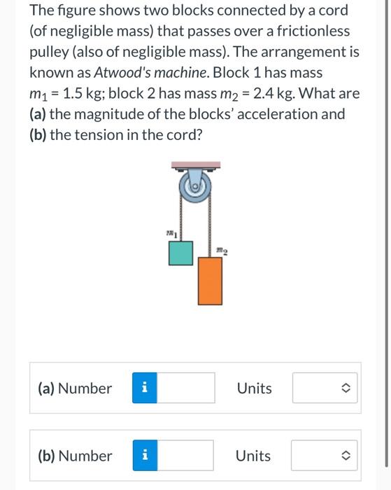Solved The figure shows two blocks connected by a cord (of | Chegg.com