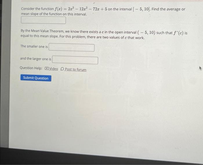 Solved Consider the function f(x)=2x3−12x2−72x+5 on the | Chegg.com