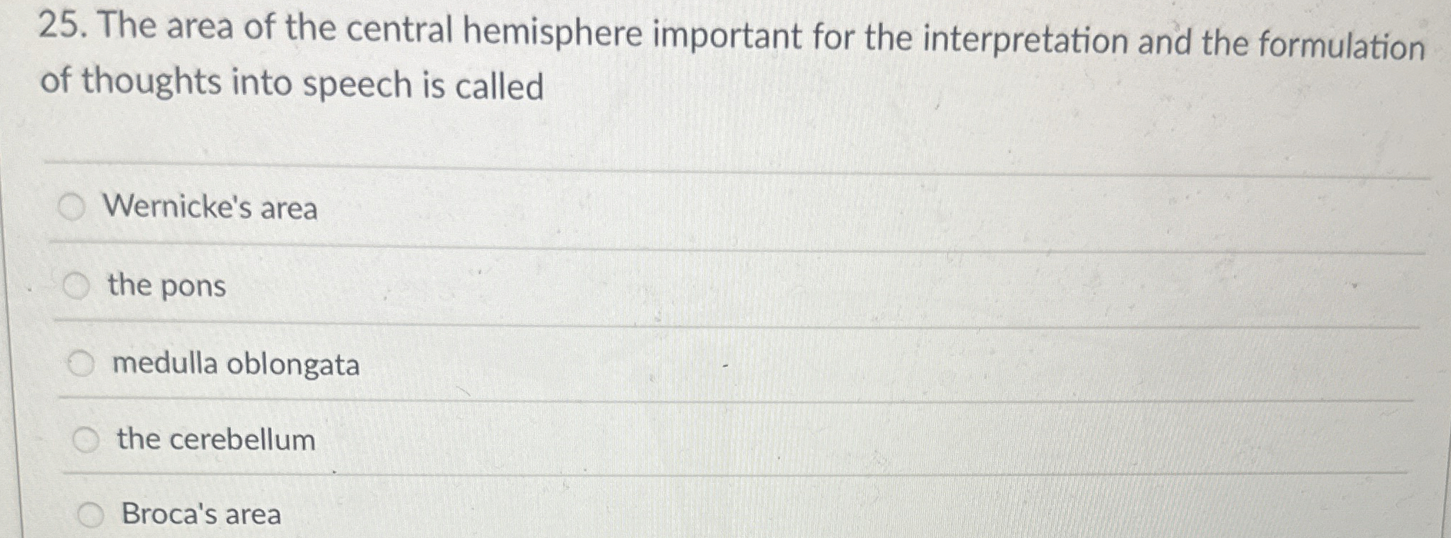 Solved The area of the central hemisphere important for the | Chegg.com