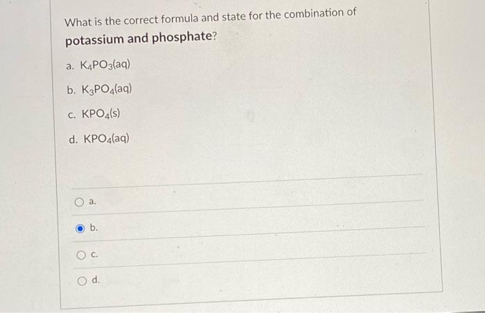 Solved What is the correct formula and state for the | Chegg.com