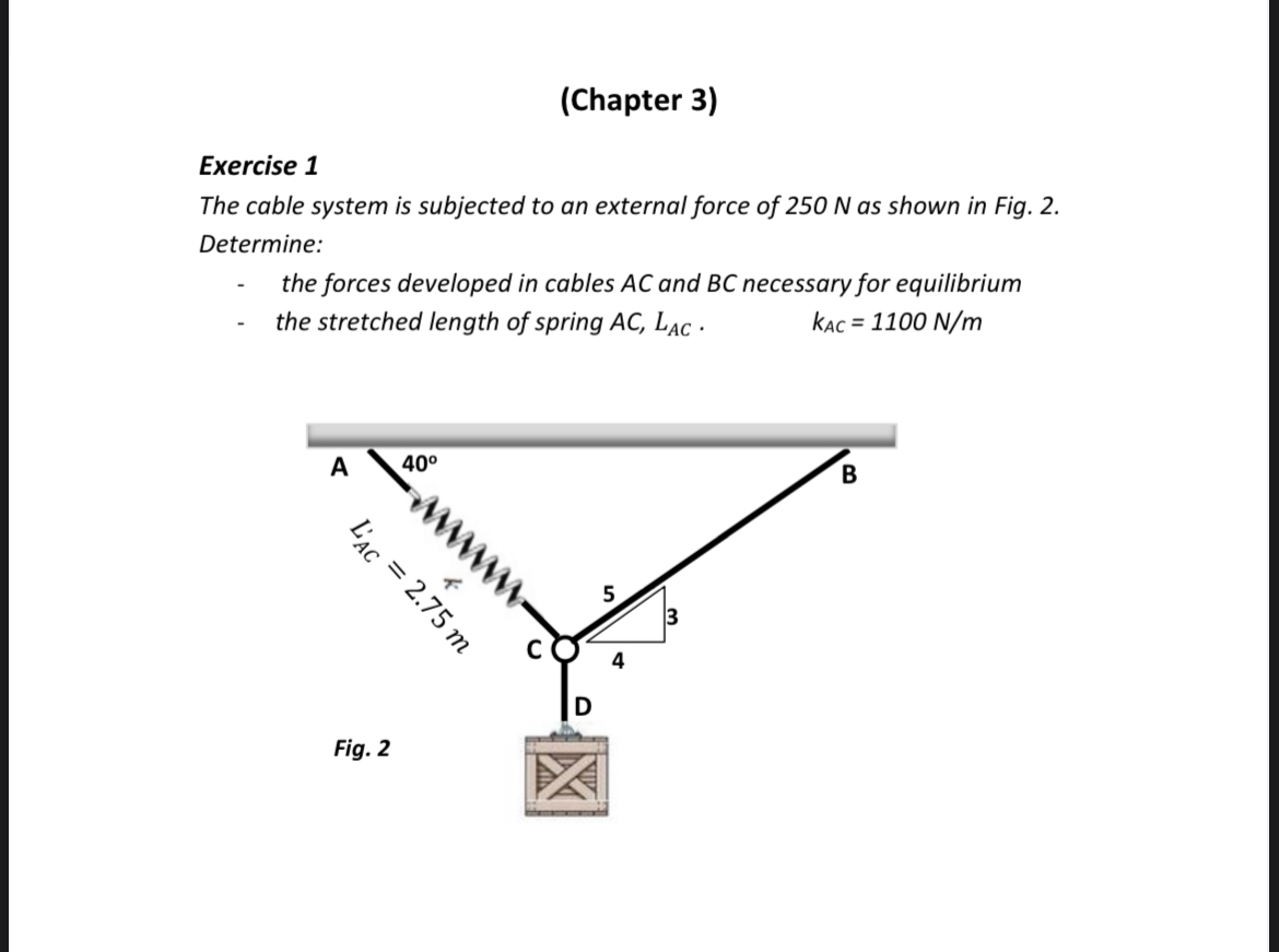 Solved (Chapter 3)Exercise 1The cable system is subjected to | Chegg.com
