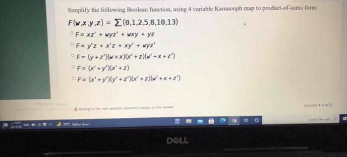 Solved Simplify the following Boolean function, using 4 | Chegg.com