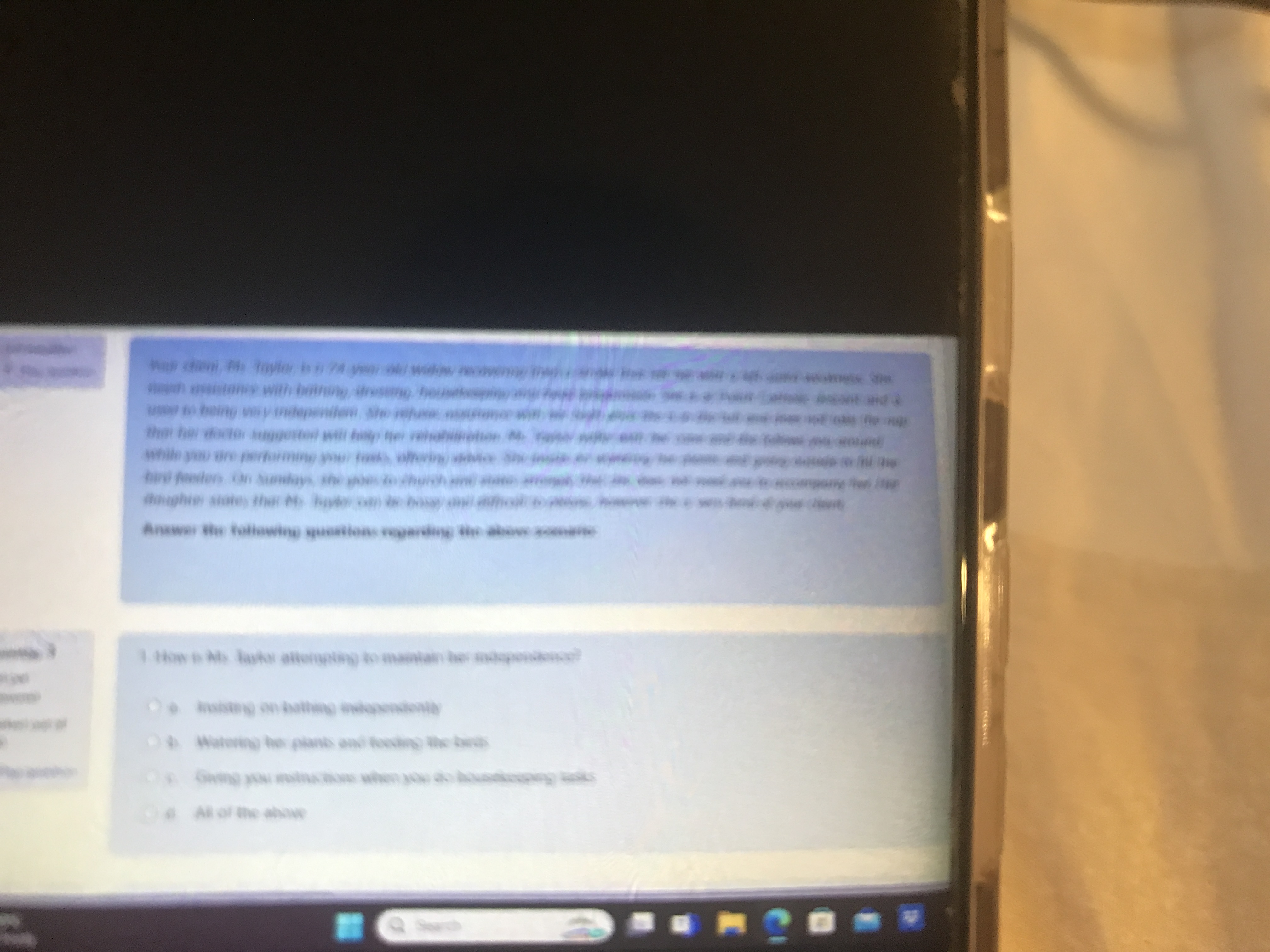 Solved how can you help ms taylor feel safe and secure? | Chegg.com
