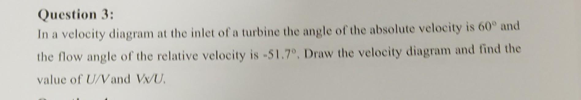 Solved Question 3: In a velocity diagram at the inlet of a | Chegg.com