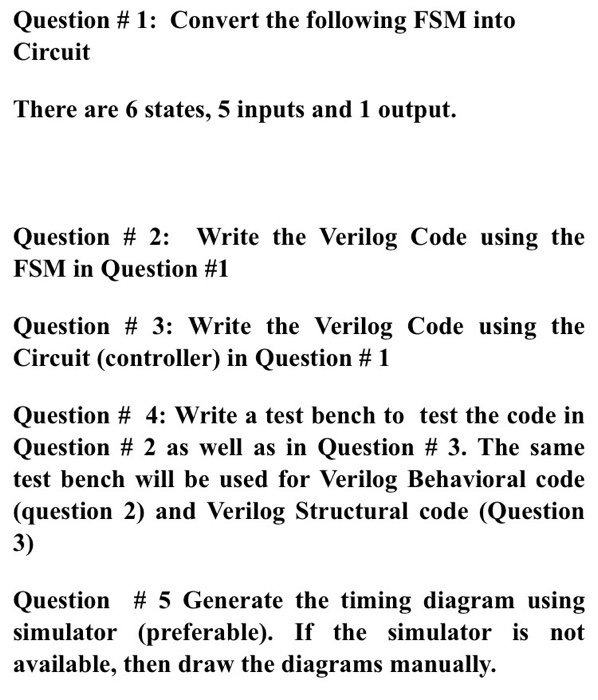 Question #1: Convert the following FSM into Circuit | Chegg.com Question #1: Convert the following FSM into Circuit | Chegg.com