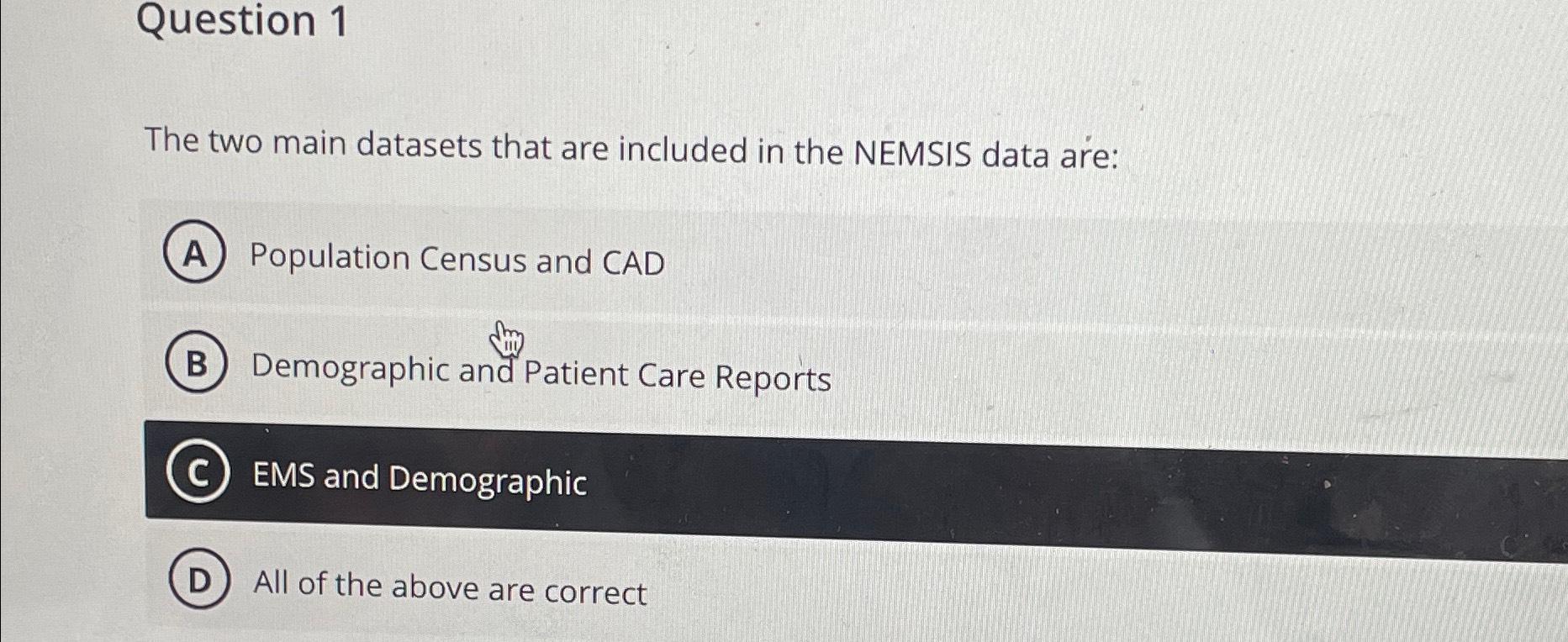 Solved Question 1The two main datasets that are included in | Chegg.com