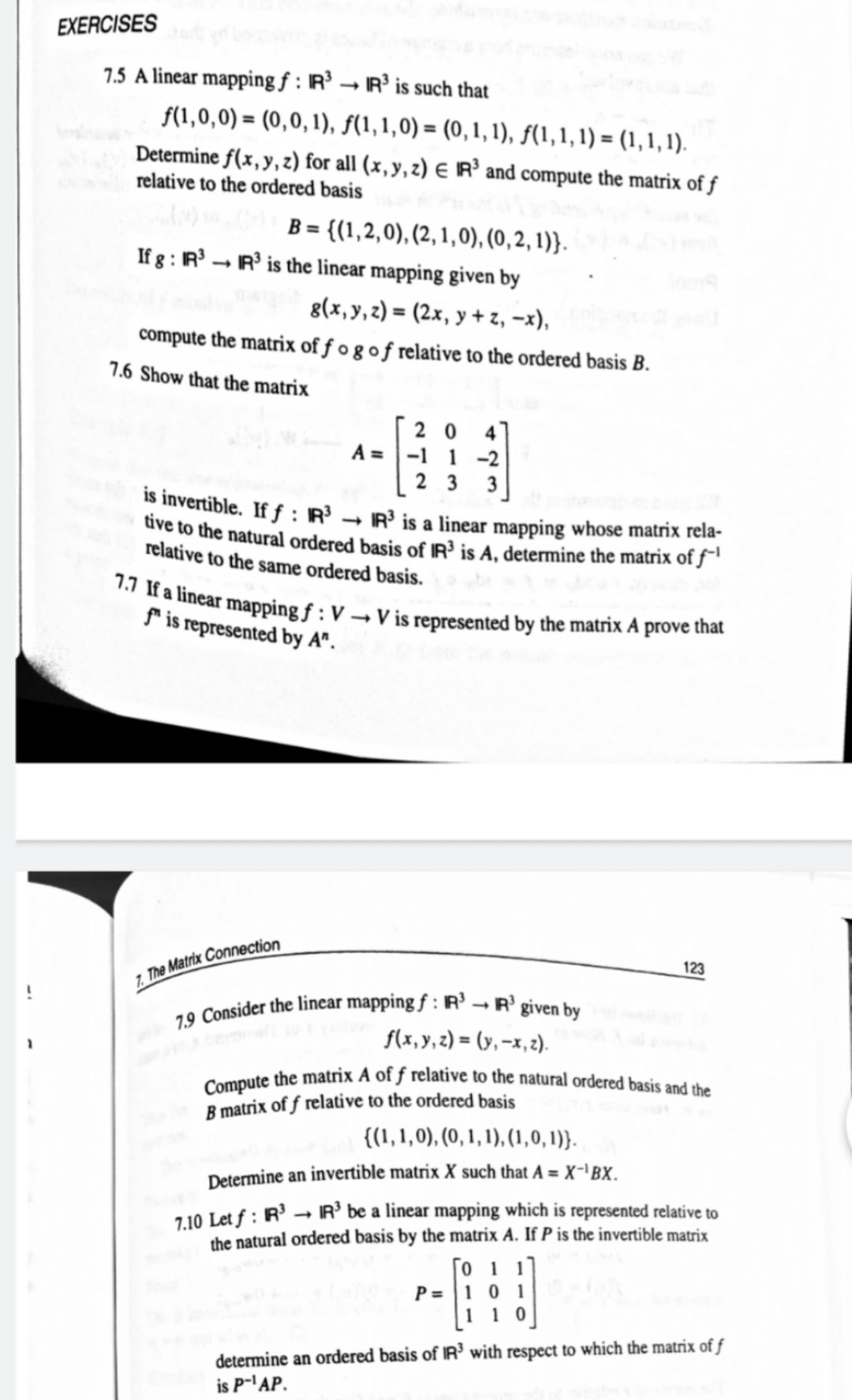 Solved EXERCISES 7.5 A linear mapping f : IR - IR’ is such | Chegg.com
