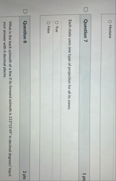 Solved MontanaQuestion 71 ﻿ptsEach state uses one type of | Chegg.com