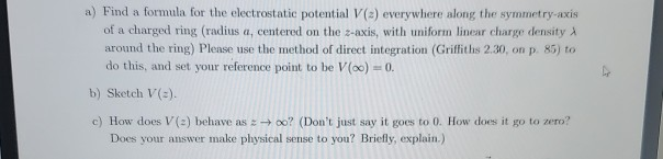 Solved a) Find a formula for the electrostatic potential | Chegg.com
