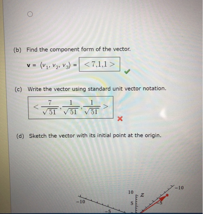 Solved The initial and terminal points of a vector v are | Chegg.com