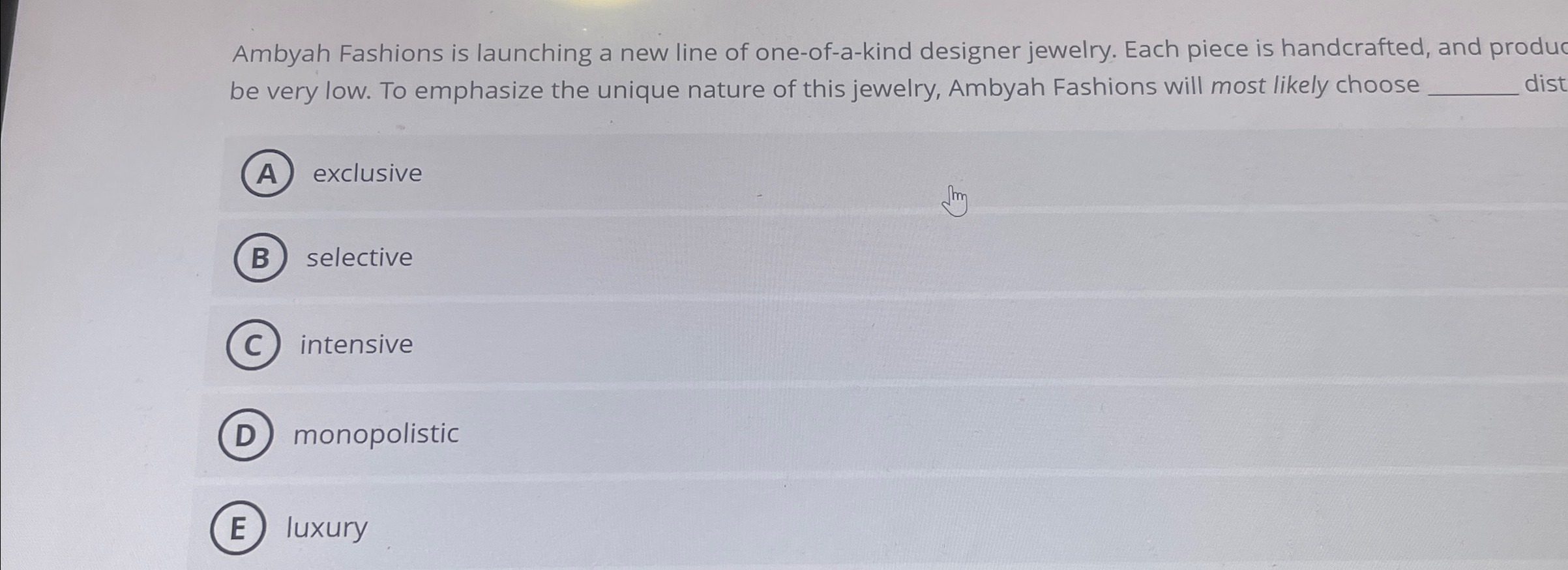 Solved Ambyah Fashions is launching a new line of | Chegg.com