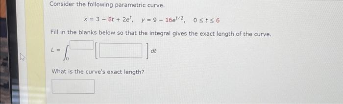 Solved Consider the following parametric curve. \\[ x=3-8 | Chegg.com