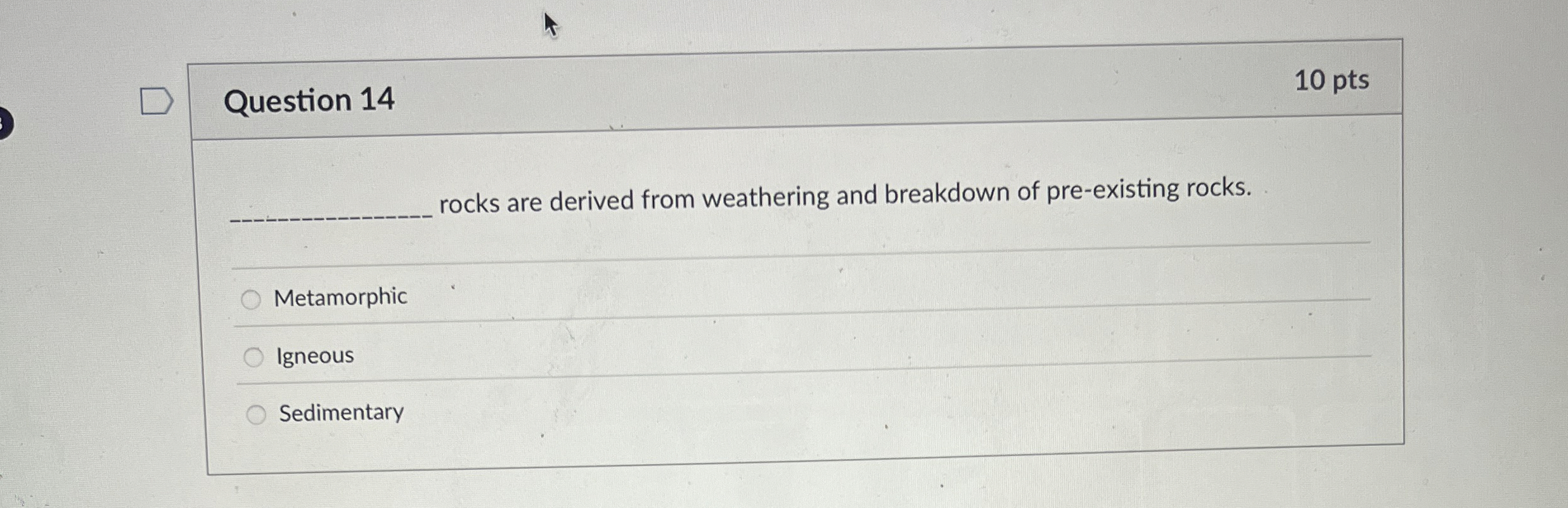Solved Question 1410 ﻿pts rocks are derived from weathering | Chegg.com