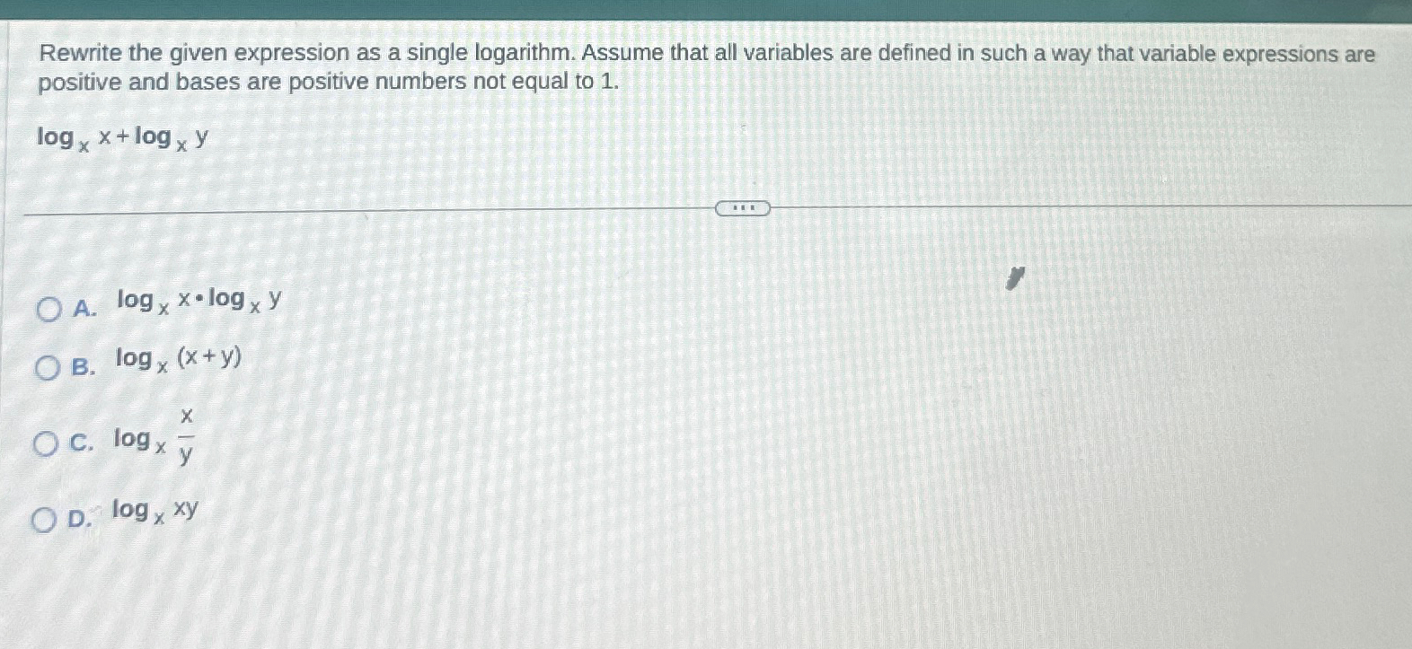 Solved Rewrite the given expression as a single logarithm. | Chegg.com