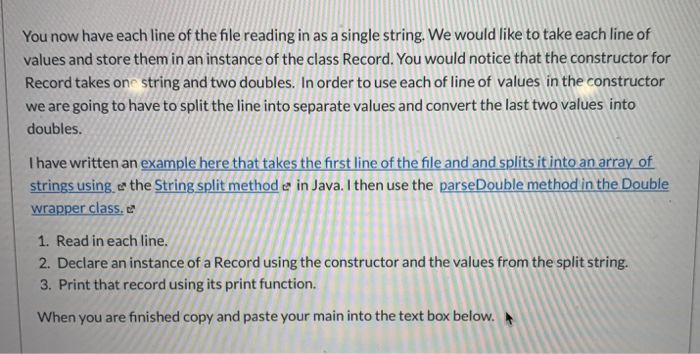 Solved You now have each line of the file reading in as a | Chegg.com