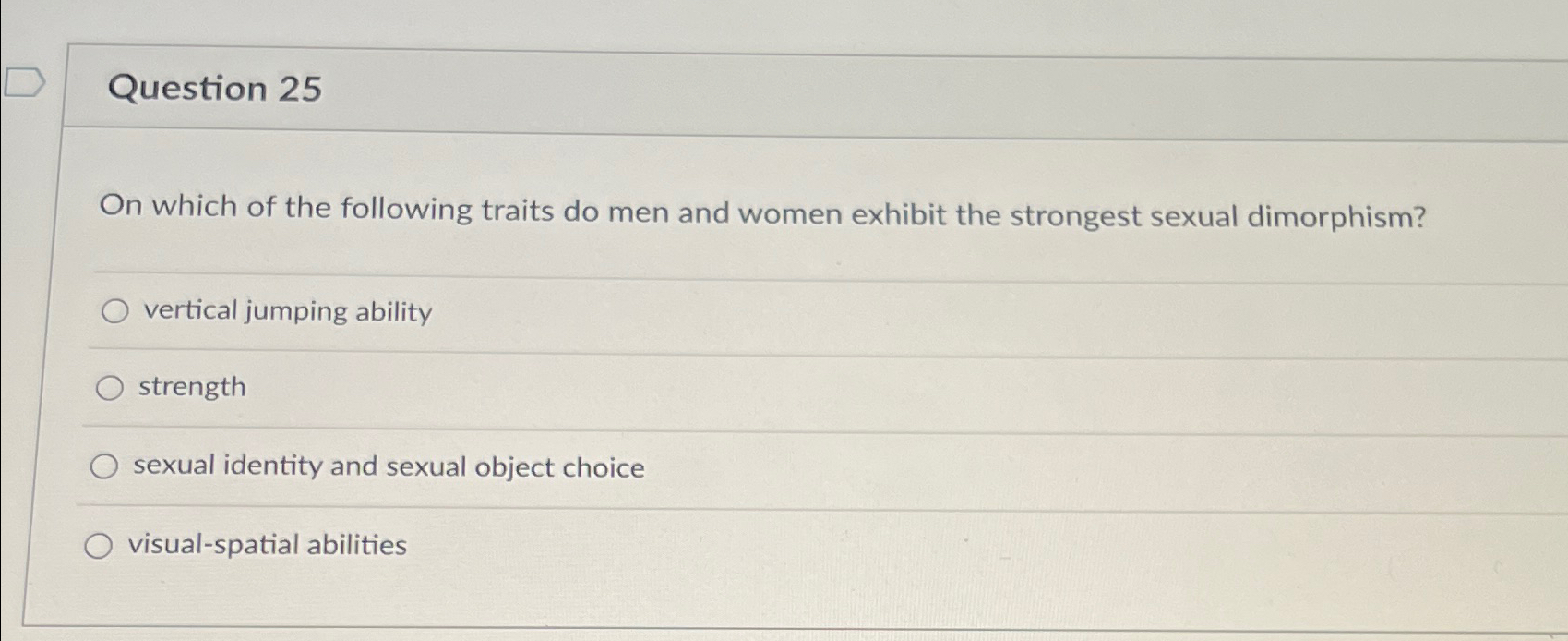 Solved Question 25n which of the following traits do men and | Chegg.com