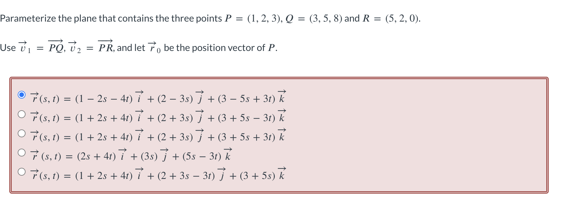 Solved Parameterize the plane that contains the three points | Chegg.com