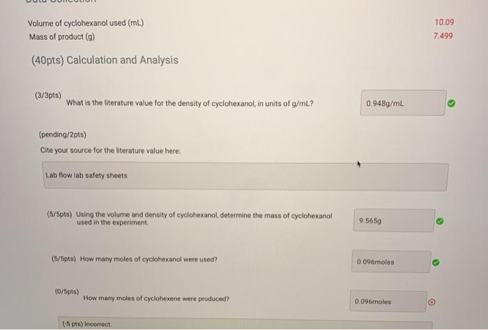 Solved 1.How many moles of cyclohexene were produced?2. What | Chegg.com