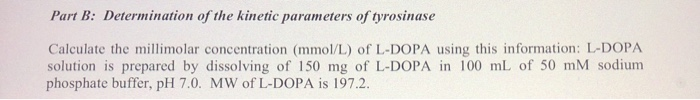 Solved calculate the millimolar concentration of L-DOPA | Chegg.com