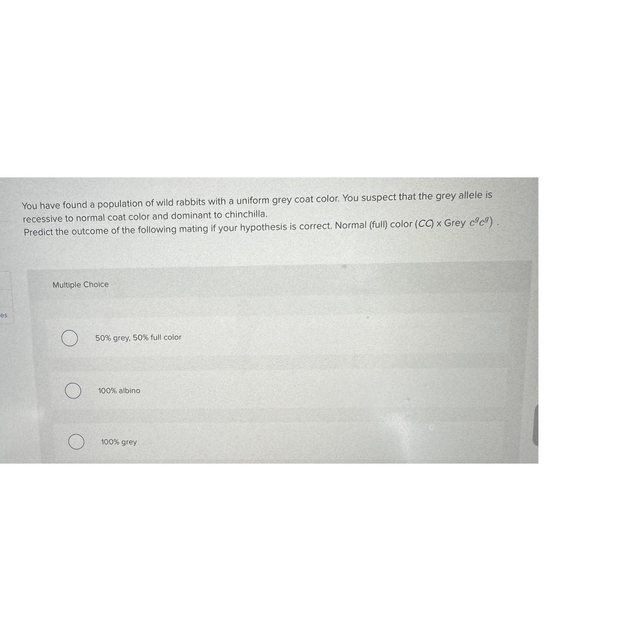 Solved You have found a population of wild rabbits with a | Chegg.com