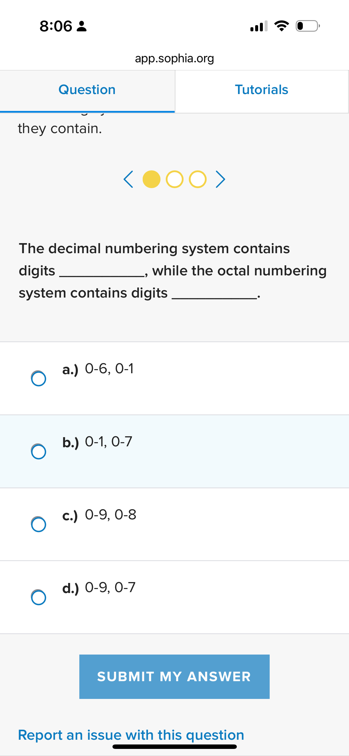 Solved 8:06 ﻿:app.sophia.orgQuestionTutorialsthey | Chegg.com