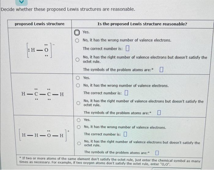 Solved Decide whether these proposed Lewis structures are | Chegg.com