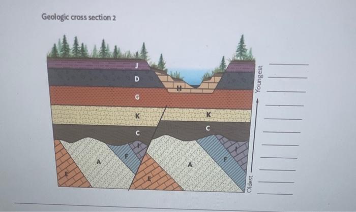 Geologic cross section 2 D Youngest G с Oldest | Chegg.com