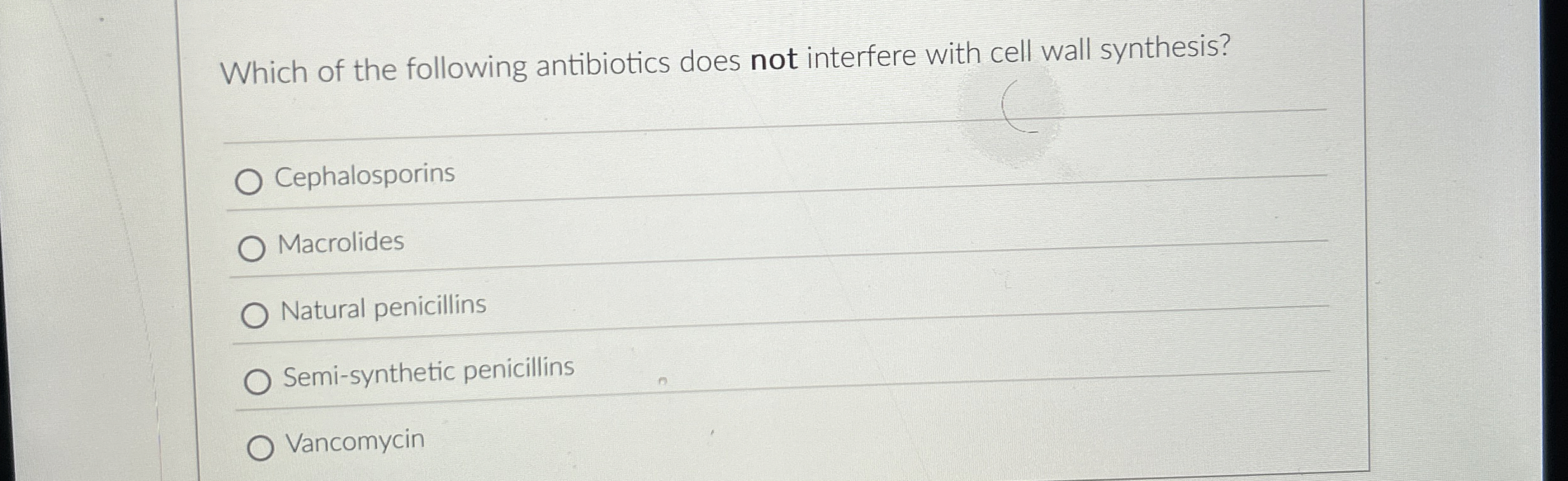 Solved Which of the following antibiotics does not interfere | Chegg.com