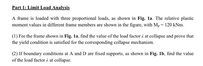 Solved Part 1: Limit Load Analysis A frame is loaded with | Chegg.com