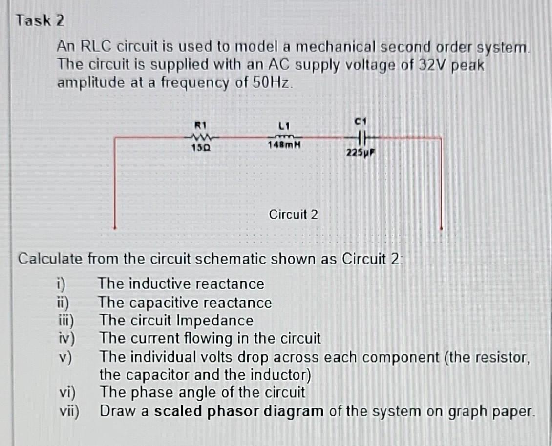 Solved An RLC circuit is used to model a mechanical second | Chegg.com