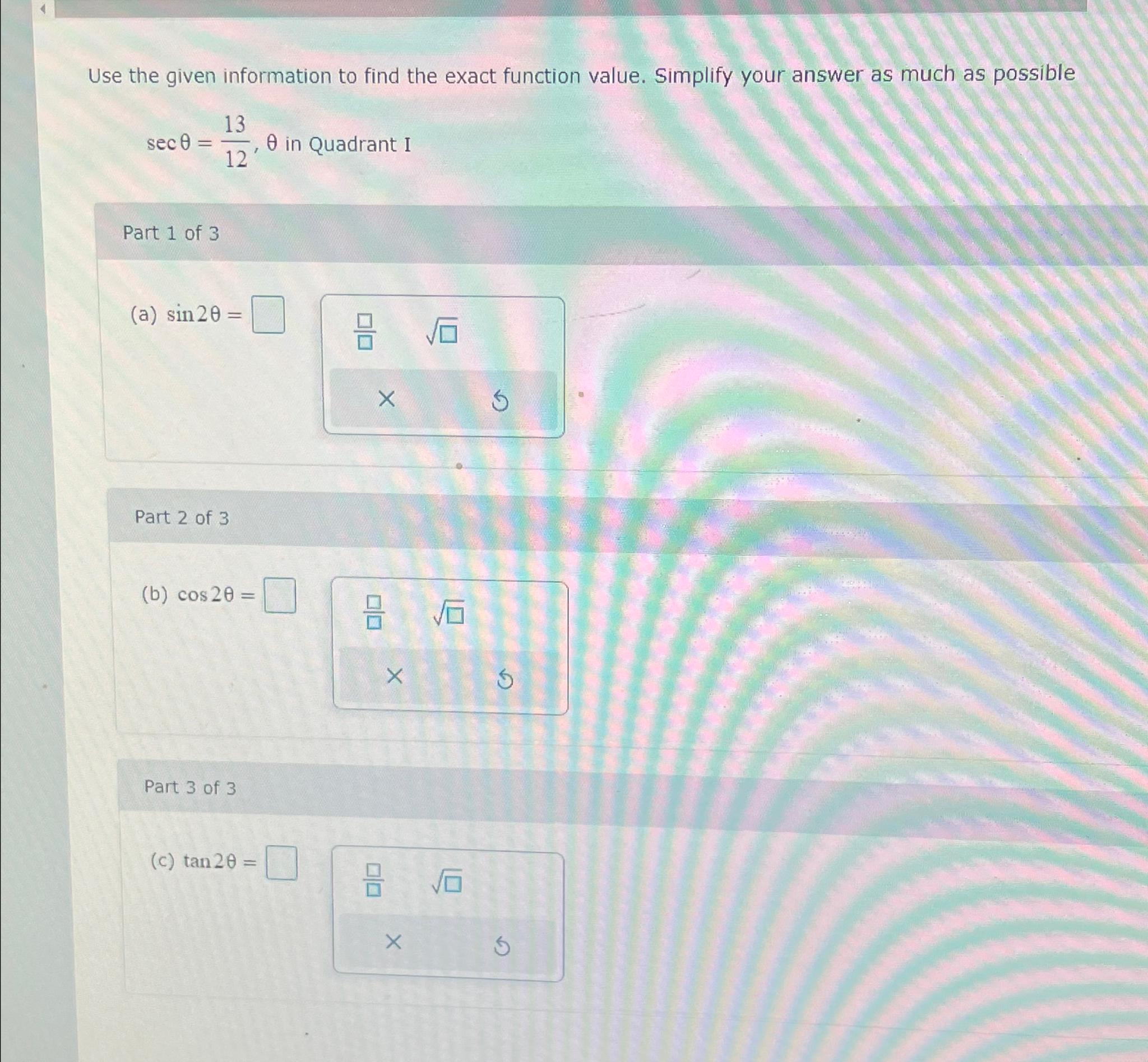 Solved Use the given information to find the exact function | Chegg.com