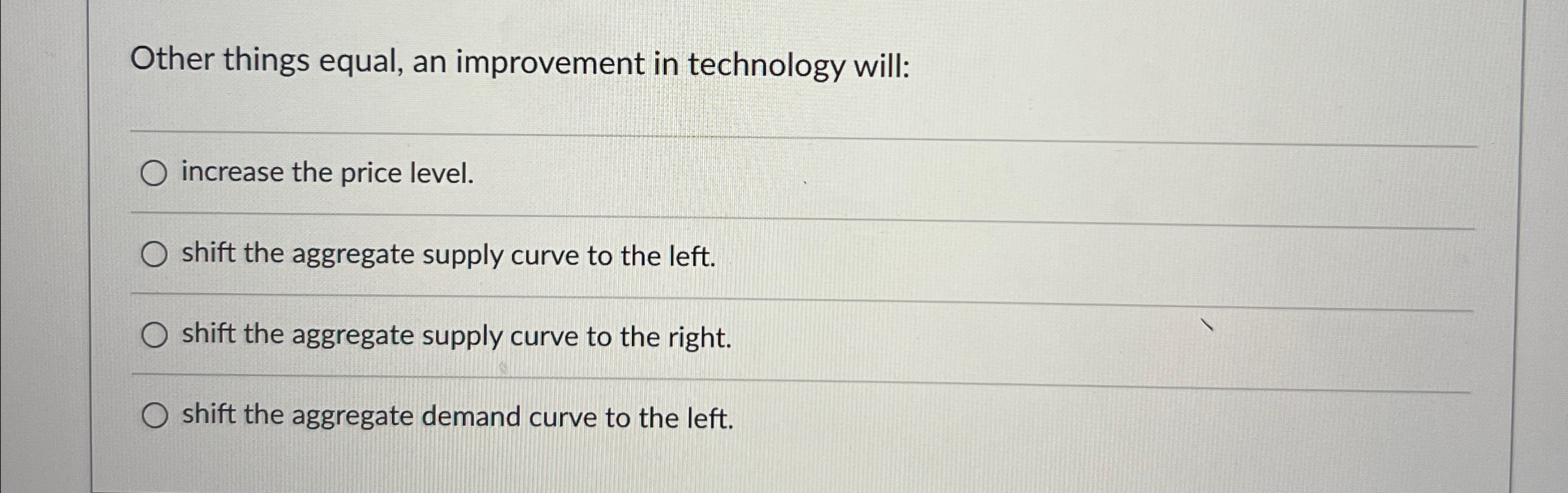 Solved Other things equal, an improvement in technology | Chegg.com