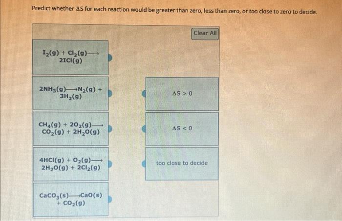 Solved Predict whether ΔS for each reaction would be greater | Chegg.com