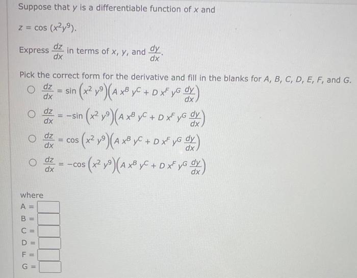 Solved Suppose that y is a differentiable function of x and | Chegg.com
