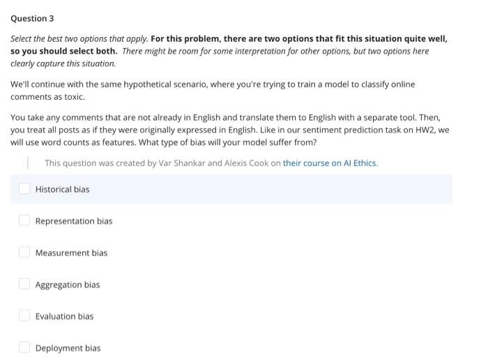 Solved Question 3 Select the best two options that apply. | Chegg.com