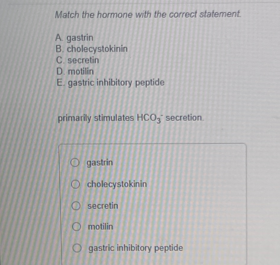 Solved Match the hormone with the correct statement.A. | Chegg.com